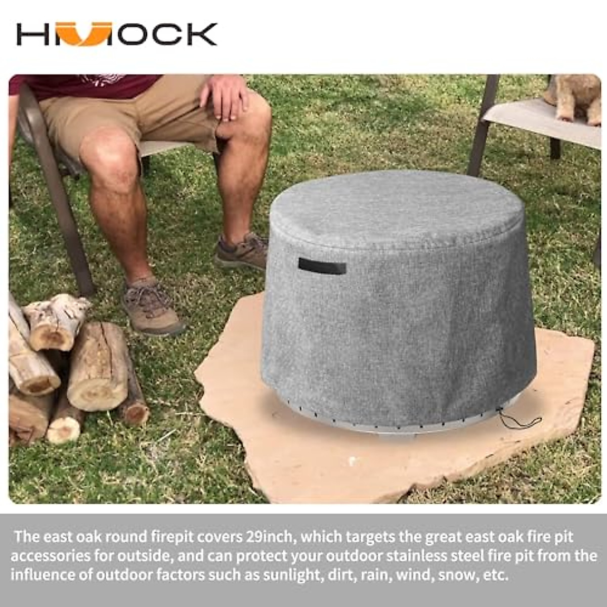 Fire Pit Cover for East Oak Fire Pit Cover 21inch,600D Heavy Duty Waterproof Smokeless Firepit Outdoor Accessories Small Stainless Steel Firepit Covers Round for East Oak Pan Stove Fire Pit Cover