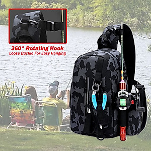 Pro Fishing Backpack,Fishing Tackle Bag with Rod Gear Holder,Fishing Tackle Storage Bag for Fishing Hiking Camping Hunting,Fishing Gifts for Men,Lightweight (CamoC)