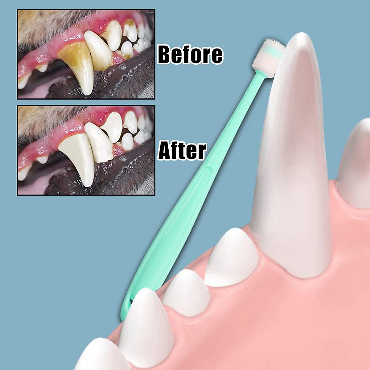 Thinslimer 4 Pack Cat & Dog Toothbrush 360 Degree Cleaning Soft Bristled Brush Dental Care Protect Teeth Deep Pet Tooth Easy to Carry Cleaning Tools for Pet Cat Dogs (Pink+Green)