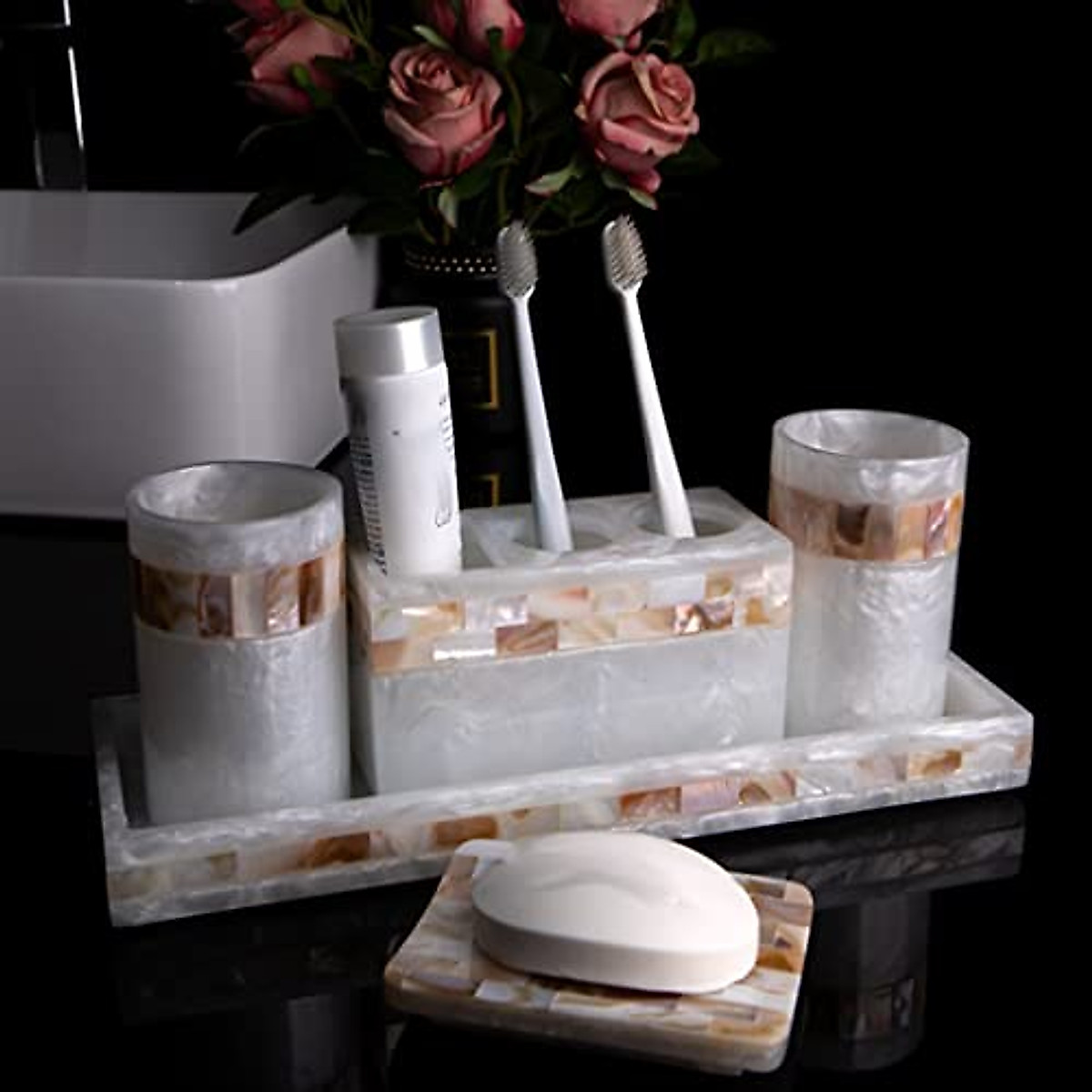 CZDYUF Resin Toilet Mouth Cup Kit Bathroom Electric Toothbrush Set Bathroom Set