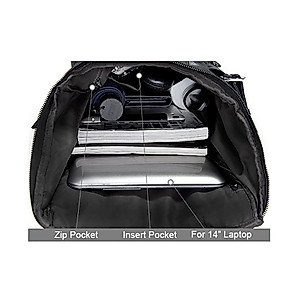 HuaChen Travel PU Leather Backpack for Men Women,Laptop Backpack for School College Bookbag Computer (YZ24_Black)