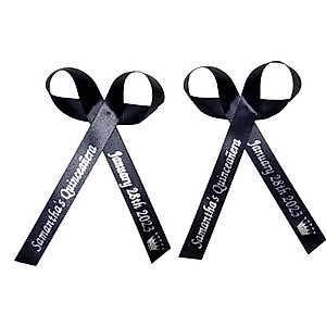 Personalized Ribbons for Bridal Shower Wedding Party Favors or Baby Showers - Custom Made Cut Ribbon 50 100 Assembled Bows Safety Pins