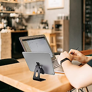 YODAJUN Adjustable Cell Phone Stand, Aluminum Desktop Phone Dock Holder Compatible with All Mobile Phone, iPhone, iPad, Tablet 4-10’’ Desk Accessories