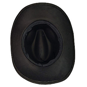 Yosang Wide Brim Men and Woman's Western Outback Cowboy Hat with Metal Bull Head Black