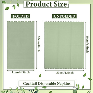 100 Pcs 2 Ply Cocktail Napkin Disposable Soft Napkins for Dinner Wedding Party Birthday Bridal Anniversary Reception, 13 x 16 Inches (Green,100 Pcs)