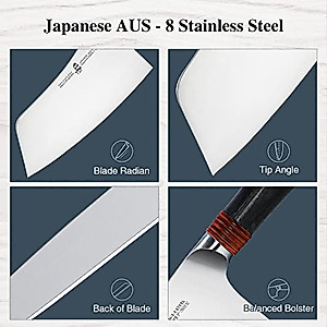 TUO Cleaver Knife - 7" Vegetable Cleaver Chopper Knife Chinese Kitchen Chef Knife Vegetable Chopper AUS-8 Stainless Steel Full Tang Pakkawood Handle, Ring Lite Series