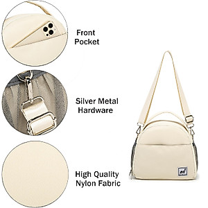 NOL Natural Organic Lifestyle Lunch Bag Insulated Cooler Bag for Women Nylon Waterproof Lightweight Lunch Box Organiser (Cream)