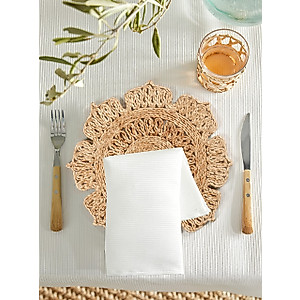 RIANGI 100% Jute Placemat farmhouse placemats set of 4 Reversible Natural 13x13 Inches Charger Plate Wedding Placemats - Hand Made by Skilled Artisans - Boho Table Mats