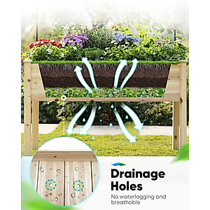 Quictent 48x24x30in Raised Garden Bed with Trellis, Elevated Wood Planter Box Stand for Backyard, Patio, Balcony w/Bed Liner, 200lb Capacity