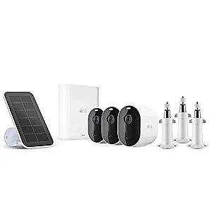 Arlo Pro 3, 3-Pack Wire-Free Security Camera System with Bonus Solar Panel and Outdoor Security Mounts