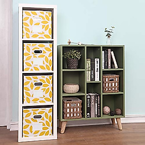 MAX Houser Fabric Storage Bins Cubes Baskets Containers with Dual Plastic Handles for Home Closet Bedroom Drawers Organizers, Foldable, Set of 4 (Yellow)