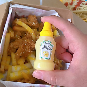 HYMAOME 4pcs Mini Condiment Squeeze Bottle Ketchup/Soy Sauce/Honey/Salad Dressing Container Portable Reusable Lunchbox Dispensers with Screw Cap,25ml