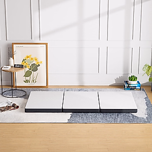 FDW 3 inch Tri Folding Memory Foam Mattress/Foldable Mattress for Kids and Adults/Medium-Firm Mattress with a Collapsible and Washable Cover/Suitable for RV Travel Camping Guest,Twin