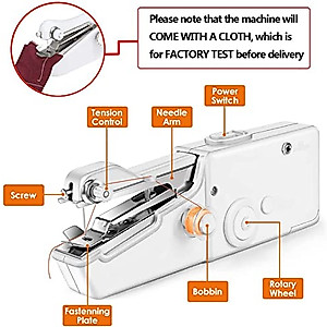 WZHHPIDN Handheld Sewing Machine,Mini Sewing Machine for Quick Stitching,Portable Sewing Machine Suitable for Home,Travel and DIY,Electric Handheld Sewing Machine for Beginners,White