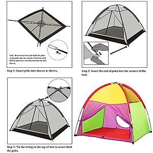 ATDAWN Kids Play Tent, Pop Up Tent for Kids, Camping Playground, Indoor/Outdoor Children Playhouse for Boys and Girls, Rainbow Color (L)