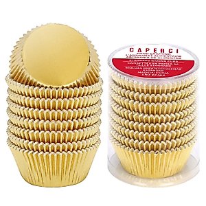 Caperci Standard Cupcake Liners Gold Foil Muffin Baking Cups 150-Pack - Premium Greaseproof & Sturdy Cupcake Papers