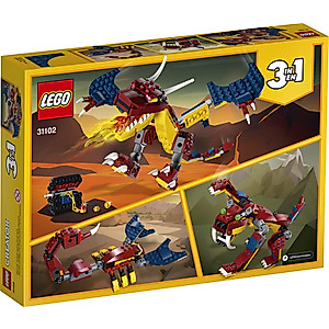 LEGO Creator 3in1 Fire Dragon 31102 Building Kit, Cool Buildable Toy for Kids (234 Pieces)