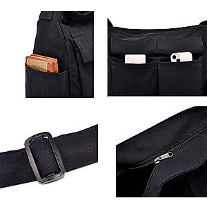 Large Hobo Bag Crossbody Shoulder Bag with Multiple Pockets Canvas Messenger Tote Bag for Women and Men