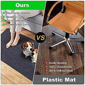 JOENIE Office Chair Mat for Hardwood & Tile Floor, 47"x35" Computer Desk Chair Floor Mat, Easy Glide Low-Pile Rug, Large Anti-Slip Multi-Purpose Floor Protector for Work, Home, Gaming (Dark Gray)