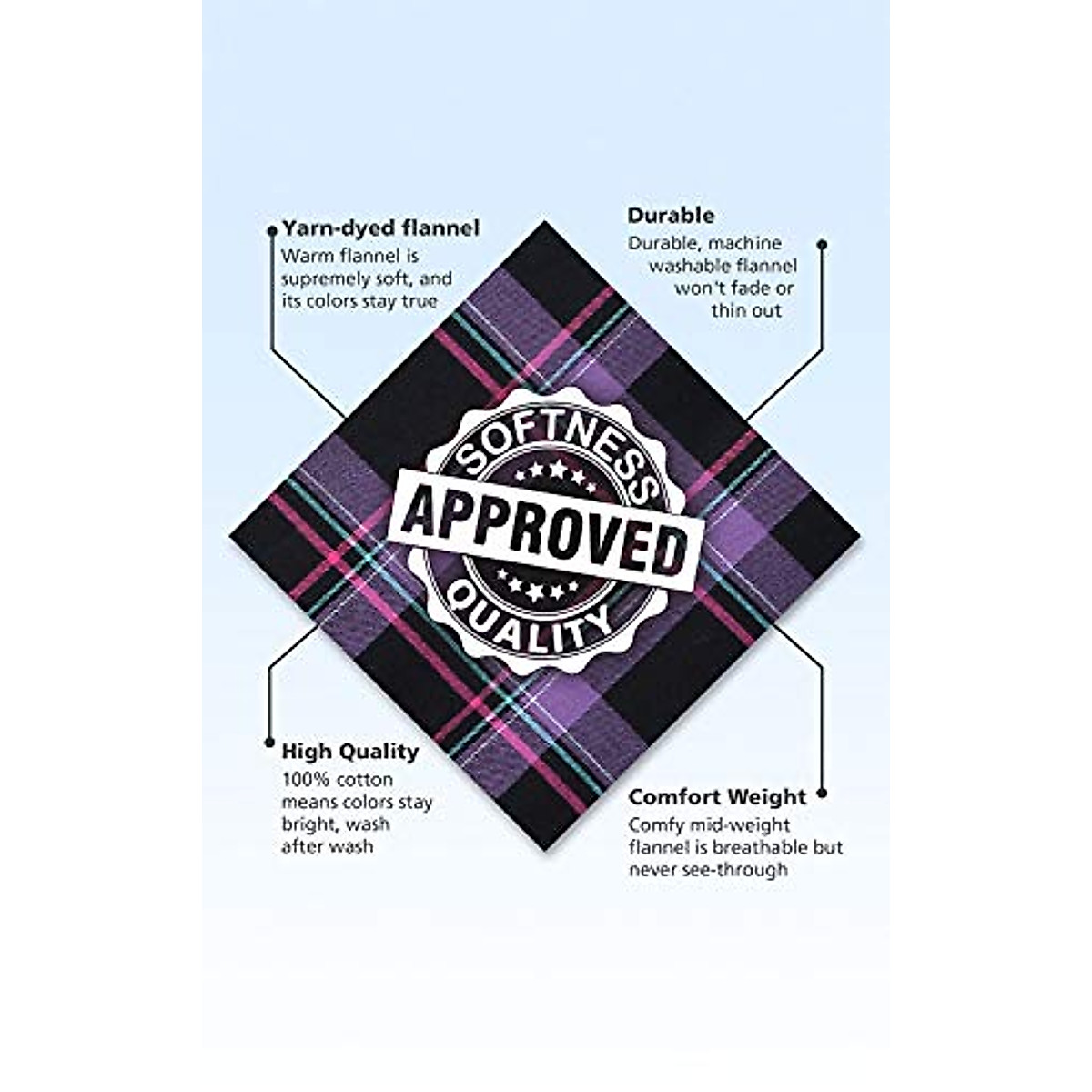 PajamaGram Flannel Pajamas Women - Pajama Set For Women, Black Plaid, LG