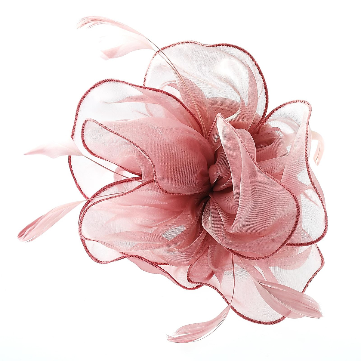 Fascinators Hats for Women Kentucky Derby Tea Party Hat Wedding Mesh Ribbons Cocktail Fancy Flower Feathers Fascinator Clip Pink