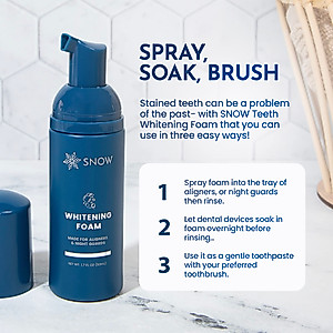 SNOW Teeth Whitening Foam - Gentle Teeth Whitening for Aligners and Night Guards Cloud-Like Spray Foam, Oral Personal Care with Hydroxyapatite and Arginine for The Teeth Enamel, 1.7fl. oz.