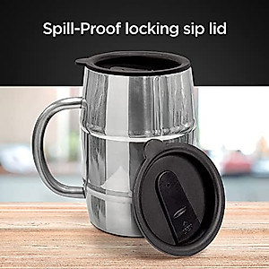 GALVANOX Gift Mug for Dad, Stainless Steel TOP DAD Barrel Cup with Handle and Sip Lid (Hot n' Cold) Double Wall Insulation for Beer & Coffee, 17oz (Gift Boxed for Christmas/Fathers Day)