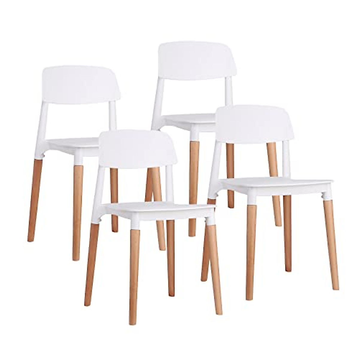 Porthos Home Clyde Dining Chairs Set of 4 with Waterproof and Stain-Resistant PP Plastic Back, Seat and Legs with Woody Accents (Space-Saving Stackable Design for Dining Rooms