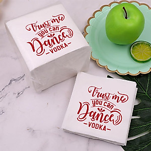 VOWFOO Funny Cocktail Napkins 100Pcs Trust Me You Can Dance Vodka Paper Napkins For Cocktail Party Nightclub Event Bachelorette Wedding Reception Bridal Shower Birthday Girls Night 5 x 5 2-ply (Vodka)
