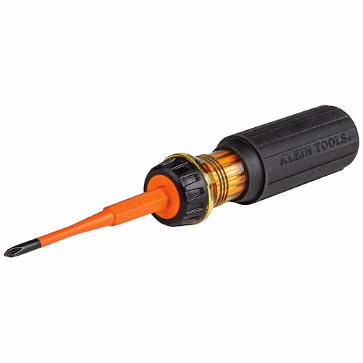 Klein Tools 32286 Insulated Screwdriver, 2-in-1 Screwdriver Set with Flip Blade, #1 Phillips and 3/16-Inch Slotted Tips, Double-Ended Blades