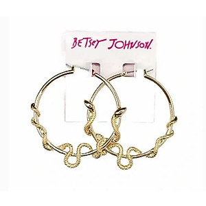 Betsey Johnson Golden Textured Slithering Garden Snake Hoop Earrings NWT Great Gift Idea