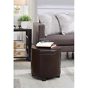 Designs4Comfort Round Accent Storage Ottoman with Reversible Tray Lid