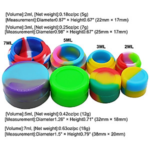 Vitakiwi 2ml 3ml 5ml 7ml Round Silicone Concentrate Containers Multi Use Food Storage Jars with Carving Tool (32PCS)