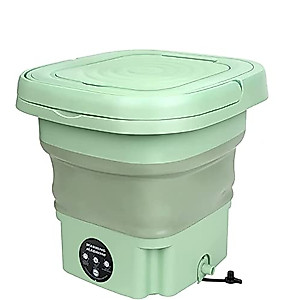 Portable Washing Machine,8L Mini Folding Bucket Washer with Drainage Pipe for Socks Underwear Baby Clothes,Suitable for Apartment Camping RV Travel laundry, Green