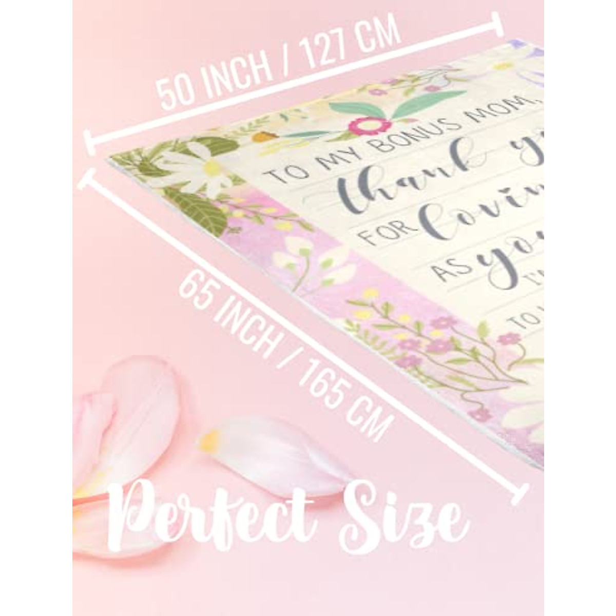 InnoBeta Bonus Mom Gifts, Bonus Mom Blanket, Stepmom Gifts, Mother's Day Birthday Gift for Stepmother, Bonus Mom, Stepmom, Thank You for Loving Me As Your Own, Soft Throw Blanket 50"x65"