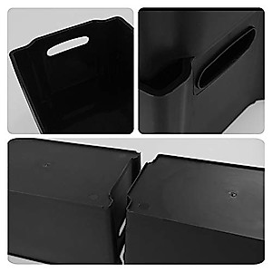 Zerdyne Plastic Stackable Storage Bins with Handles, Set of 4, Black