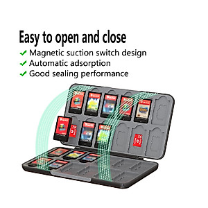 YUNKOZAND Switch Game Card Case Compatible with Switch/OLED/Lite,Portable Switch Game Holder with 24 Games Cartridge Slot&24 SD Card Storage, Travel Accessories Switch Game Case Blue