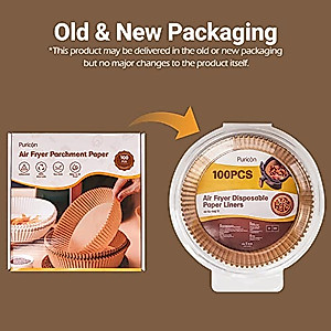 (100Pcs) Puricon Air Fryer Disposable Paper Liners, 6.3” Non-Stick Round AirFryer Parchment Paper for Baking Microwave, Food Grade Oil-Proof Unbleached -6.3 Inch