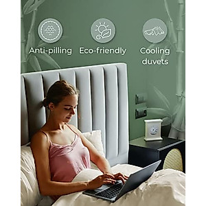 Linenwalas 100% Organic Bamboo Duvet Cover Set Queen- Duvet Cover 90x90 Inches, Buttery Soft Lightweight, Silk Cooling Duvet Cover Set with Zipper Closure for Queen Size Bed (Beige/Taupe, Queen)