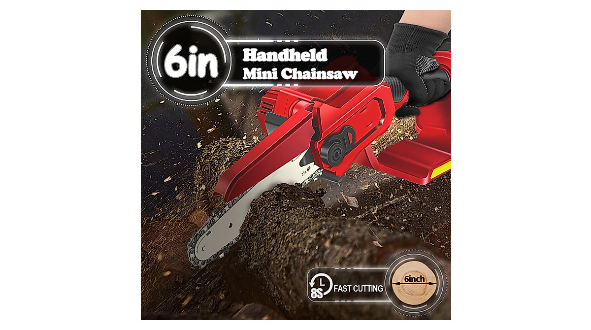 Lightweight Cordless Mini Chainsaw Kit - 6 Inch Brushless