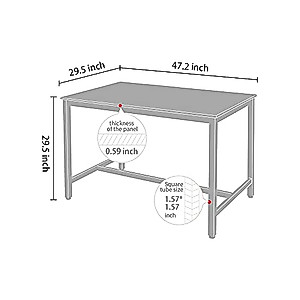 Coral Flower Kitchen Table for 4 People, Heavy Duty Metal Frame, Industrial Style, for Living, Dining Room, Rustic Brown.