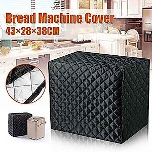 Bread Maker Cover, Cotton Quilted Diamond Stitching Bakeware Protector,Kitchen Toaster Appliance Dust Cover, Machine Washable(Black, 17"x11"x15")