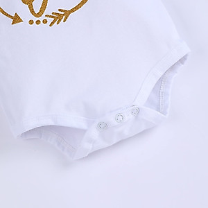 Baby Girls 1st Birthday Cake Smash 3pcs Outfits Set Cotton Romper Bodysuit+Tutu Dress+Flower Headband Princess Skirt Clothes Beige Arrow Wild one Outfits One Size