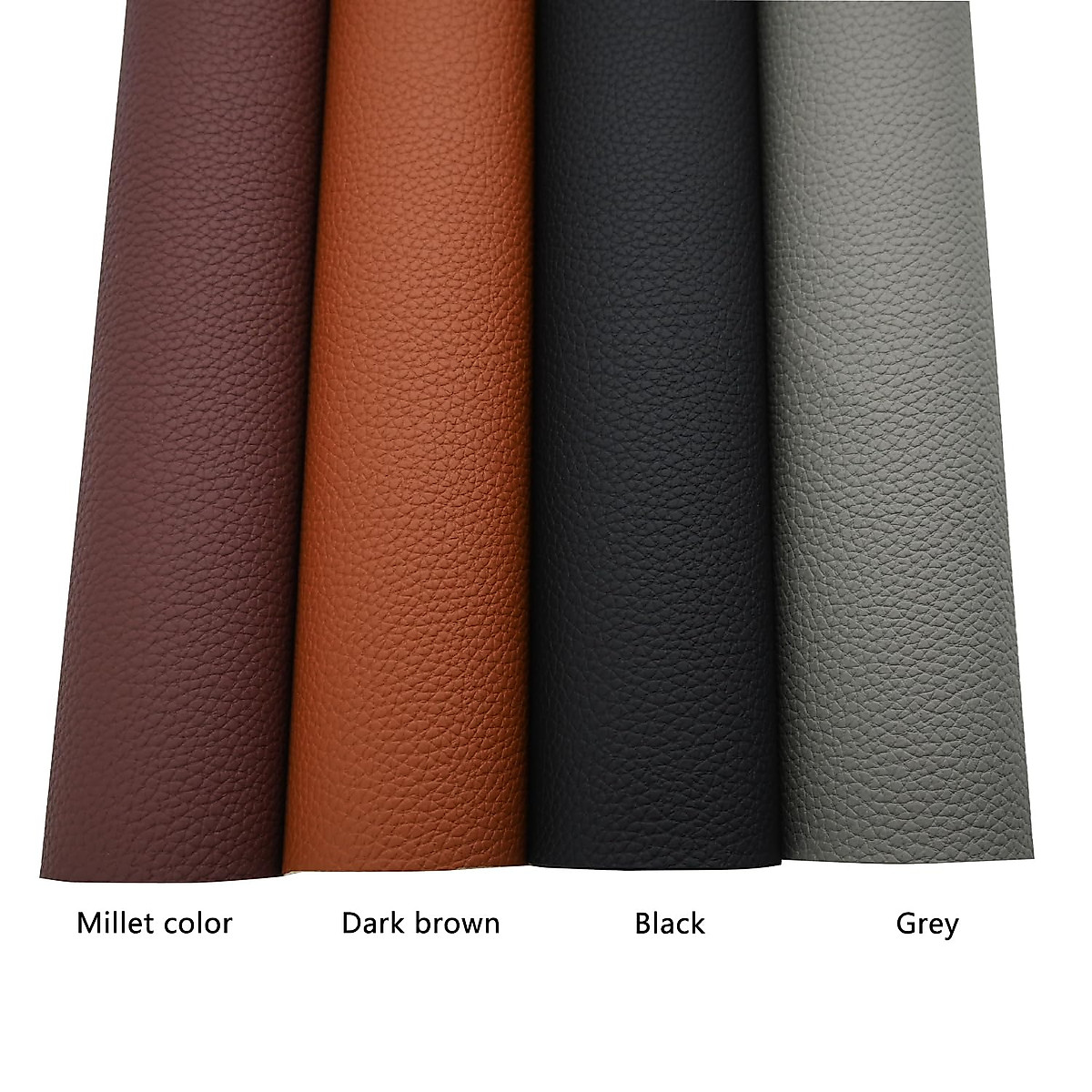 79"x 54"(200cm x 140cm) Faux Leather|Litchi Grain Texture Faux Leather Fabric|1mm Thick Leather Fabric for for Furniture Decoration, DIY Crafts, Sewing, Etc.（Dark Brown）