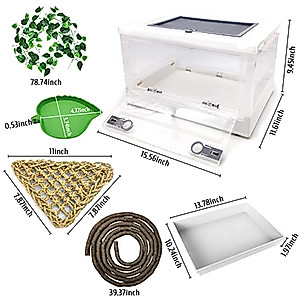 Hamiledyi Foldable Reptile Terrariums Kit, 5PCS Gecko Tank Starter Kits Mini Transparent Lizard Habitat Cages for Iguana, Snake, Bearded Dragon, Tortoise, Chameleon 15.6" x 11.6" x 9.4" White