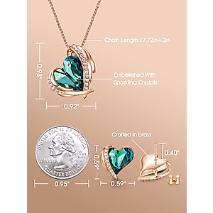 CDE Pink Angel Rose Gold Jewelry Set Mother’s Day Gift Women Heart Pendant Necklaces and Stud Earrings Sets Birthday Best friend Mom Gift for Mother