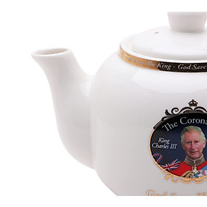 Toyland® King Charles III Coronation Commemorative Tea Pot - His Majesty The King Keepsakes - British Souvenirs