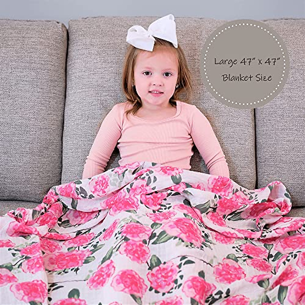 LollyBanks Swaddle Blanket | 100% Muslin Cotton | Newborn and Baby Nursery Essentials for Girls, Registry | Flamingo and Flower 3 Pack