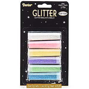 Darice, 6 Piece, Pastel Color Fine Glitter, Assorted