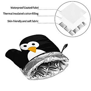 Cute Penguin Oven Mitts and Potholders BBQ Gloves Waterproof and Durable for Cooking Baking Grilling 4-Piece Set